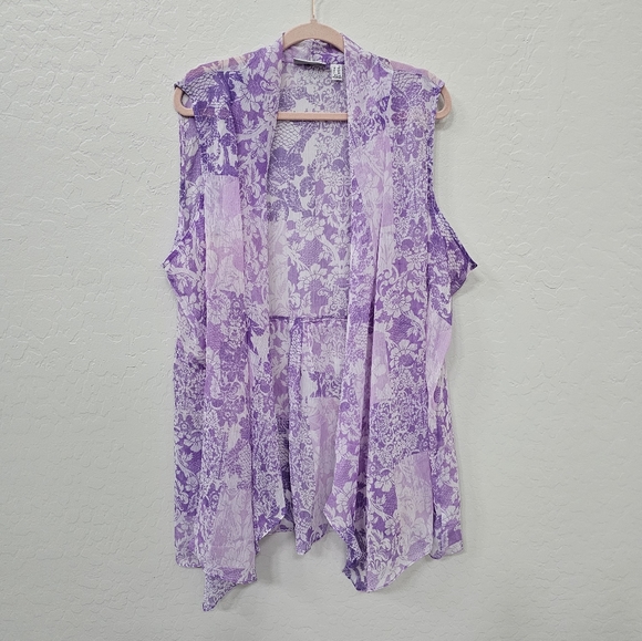Susan Graver | Kimonos & Yukatas | Susan Graver Purple Floral Sleeveless Kimono Plus Size 2x ...